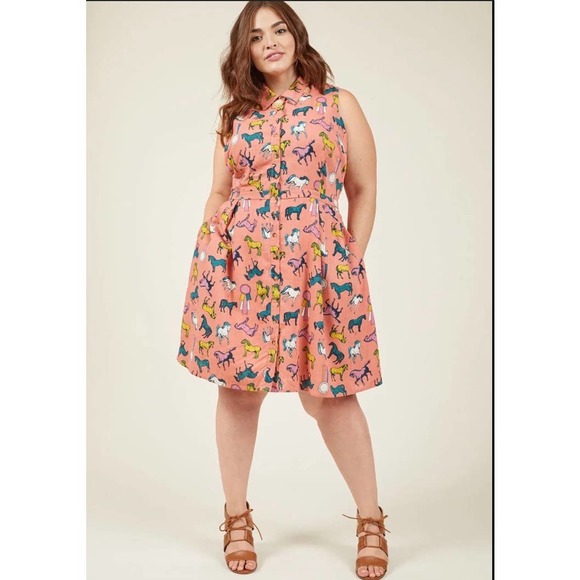 Modcloth | Dresses | Modcloth Horse Novelty Print Sleeveless Dress Size ...